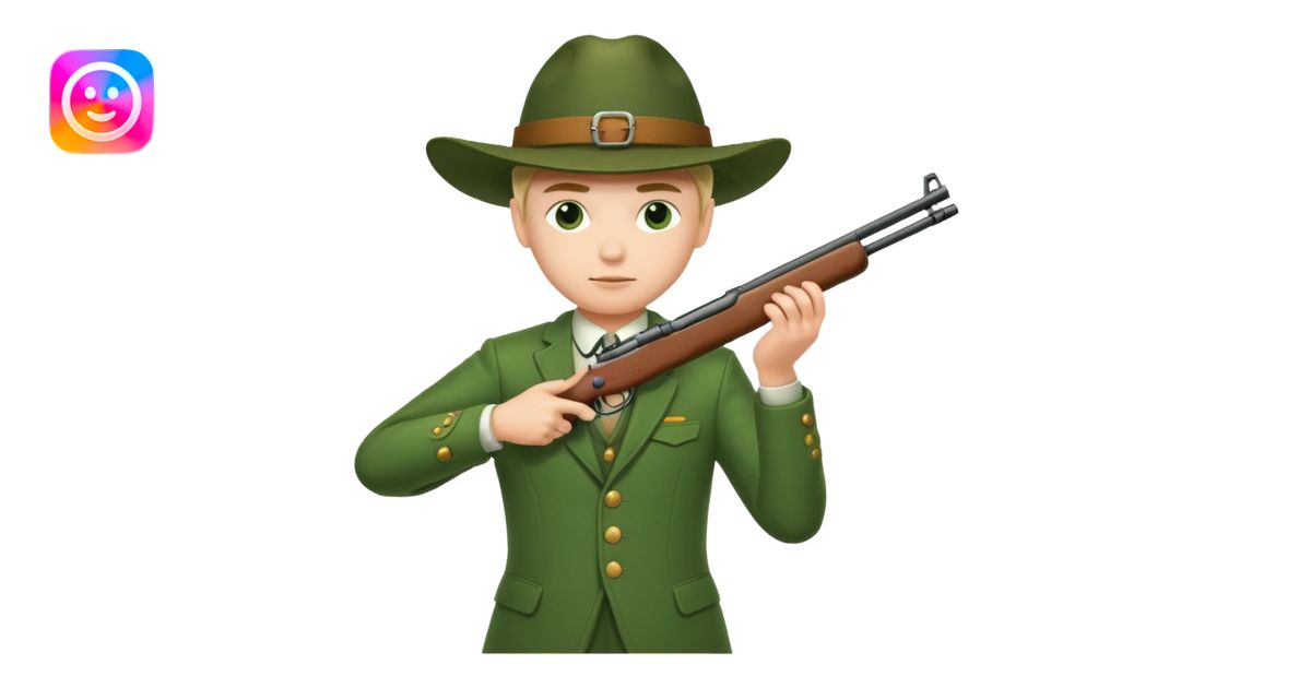 hunter in green traditional suit, aiming with a rifle emoji | AI Emoji ...
