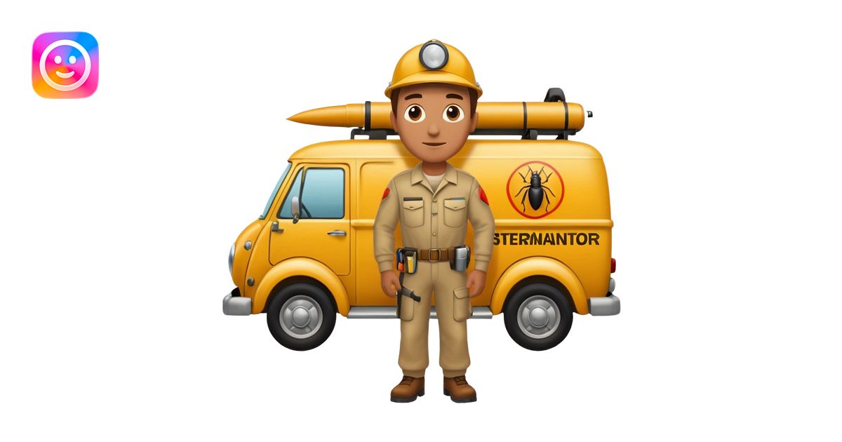 Bug man exterminator antique moving van emoji | AI Emoji Generator