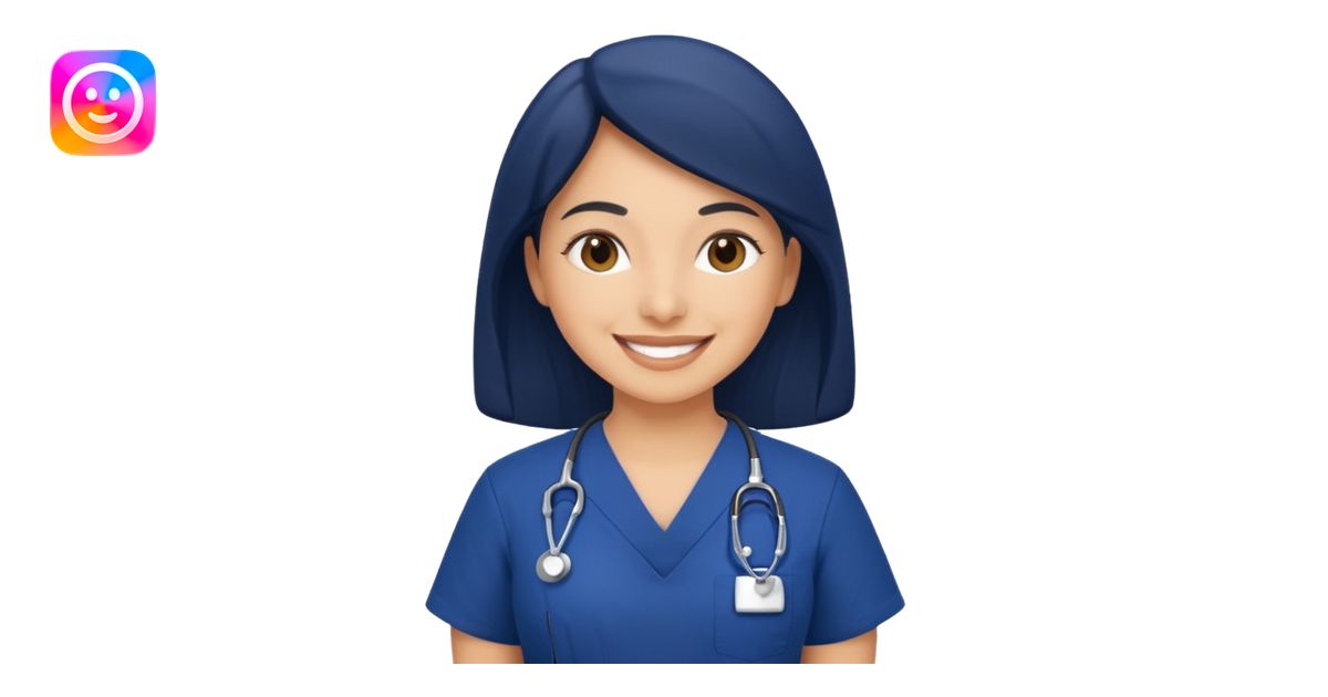 Latina nurses with navy blue scrubs emoji | AI Emoji Generator
