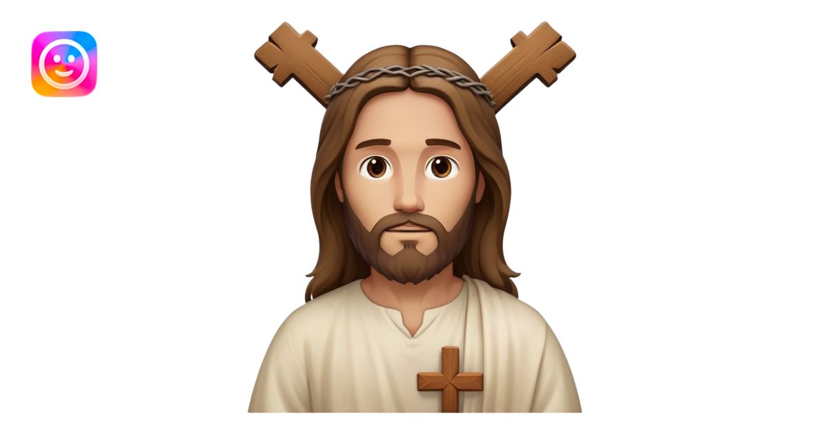 Jesus with a cross behind him emoji | AI Emoji Generator