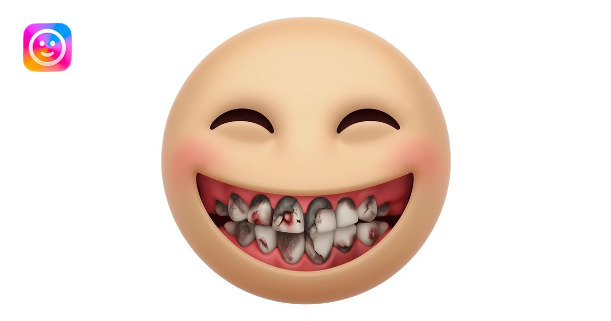 Smiling laughing face with rotten teeth emoji | AI Emoji Generator