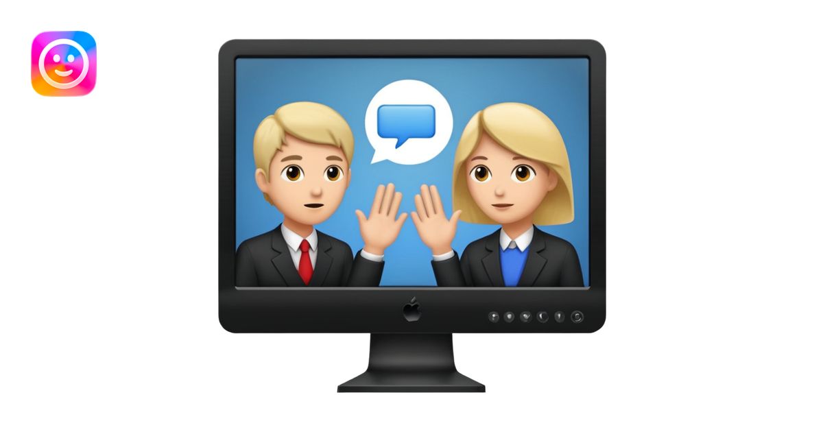personas debatiendo revisando un monitor grande emoji | AI Emoji Generator