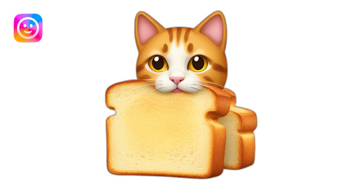 a cat with a buttered toast on its back emoji | AI Emoji Generator