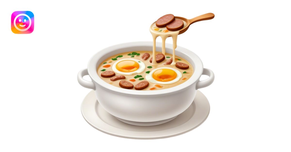 Cinematic Realistic ≈ªurek Soup Dish Emoji, depicted as a tangy, creamy ...