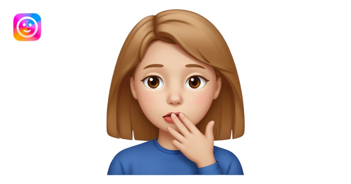 Hand over mouth with blushed cheeks emoji | AI Emoji Generator