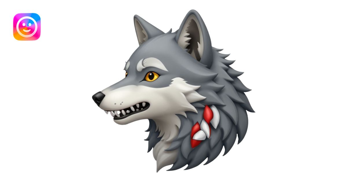 Wolf with teeth and a side profile of it emoji | AI Emoji Generator