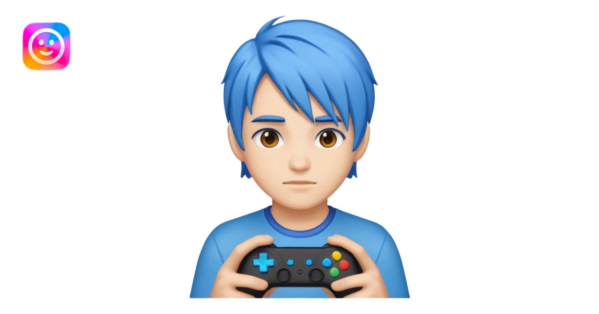 blue haired gamer emoji | AI Emoji Generator