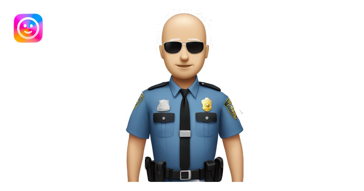 A White Police man bald with Big ANGEL WINGS emoji | AI Emoji Generator