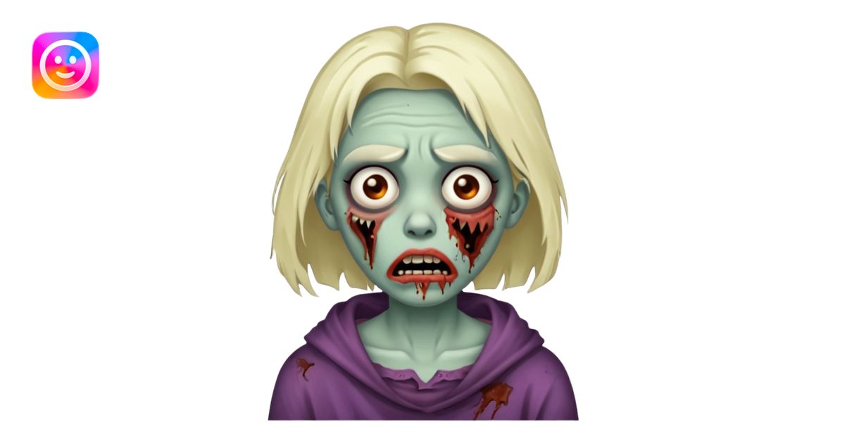 make a zombie girl with a droopy ruined mouth emoji | AI Emoji Generator