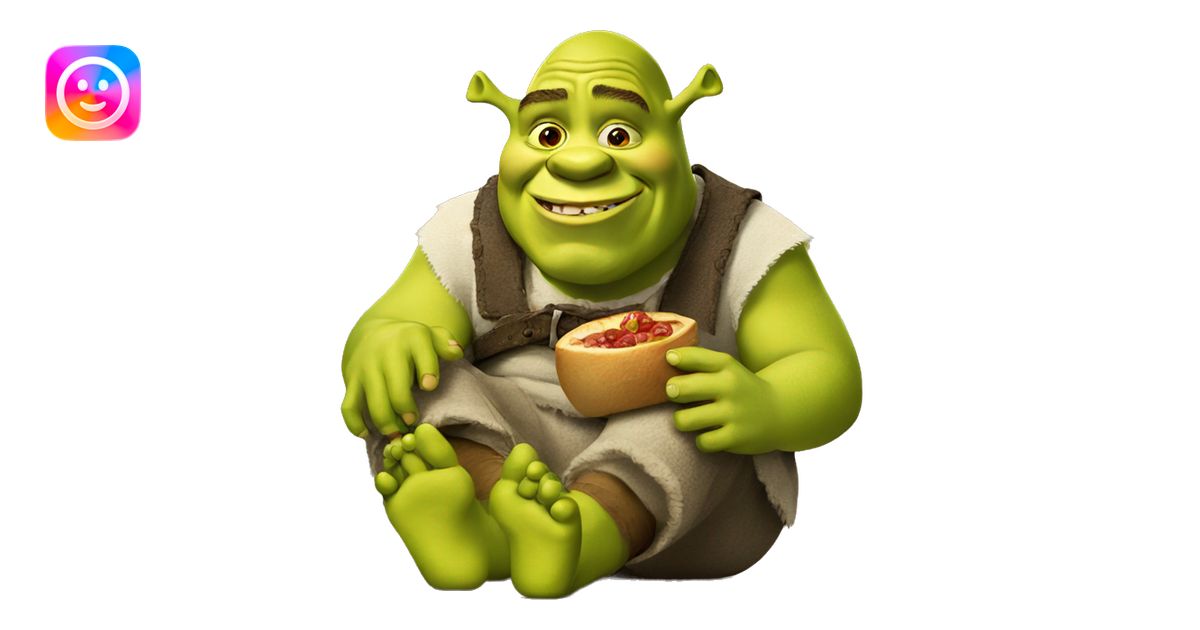 Shrek eating his toes emoji | AI Emoji Generator
