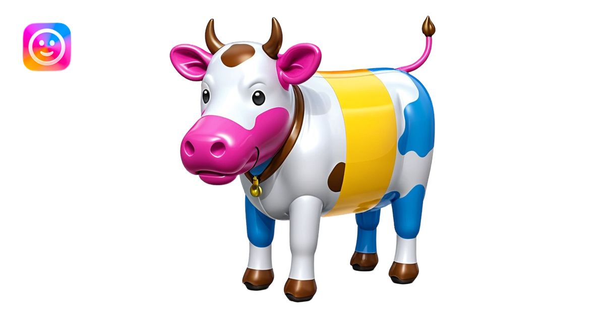jeff koons style inflatable SPAM cow sculpture emoji | AI Emoji Generator