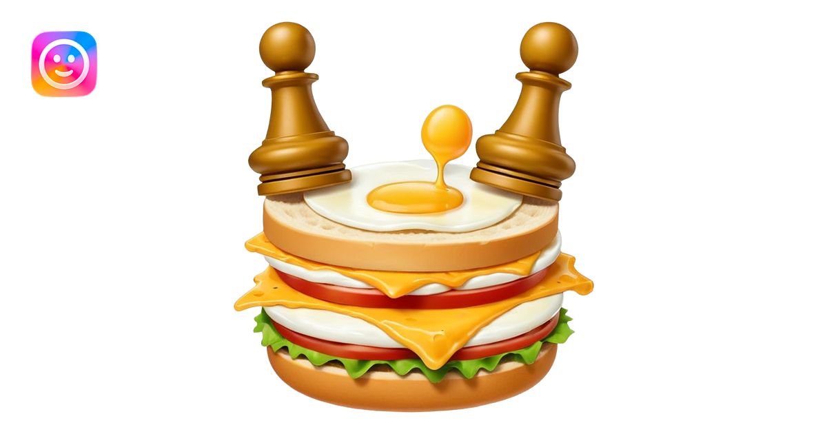 Chess pieces boxing on an egg sandwich emoji | AI Emoji Generator