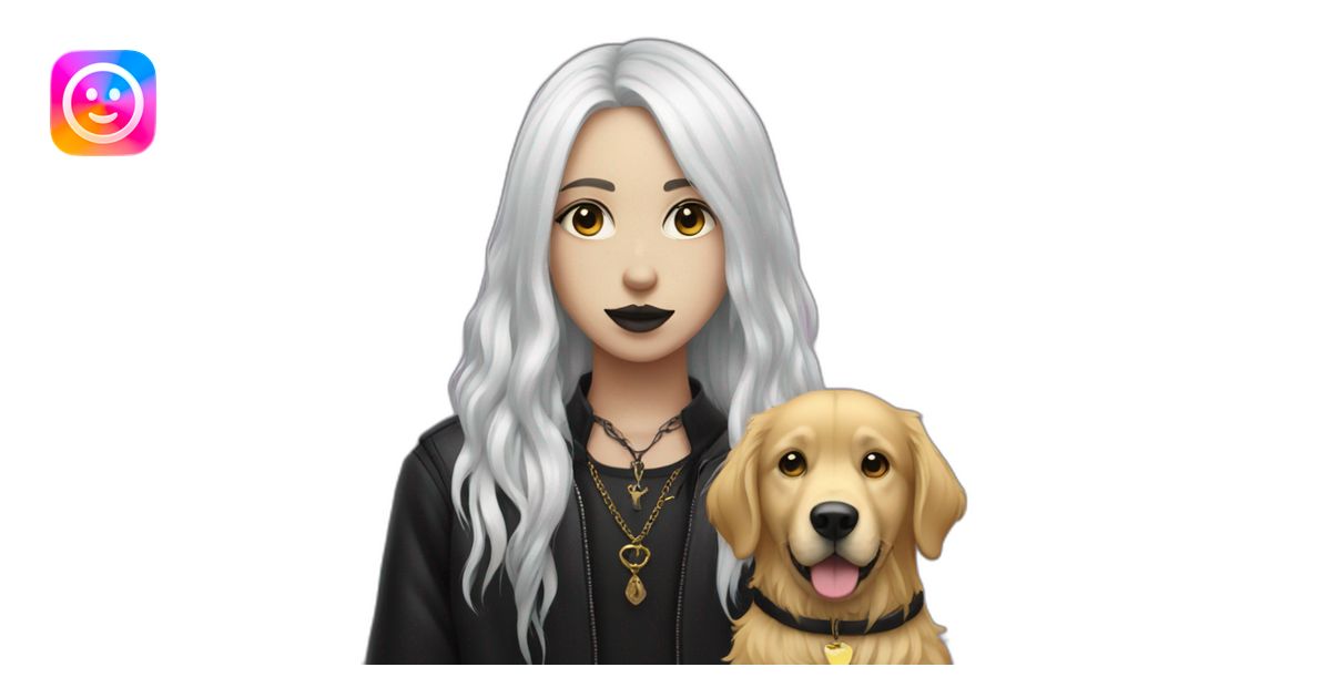 goth girl and golden retriever man emoji | AI Emoji Generator