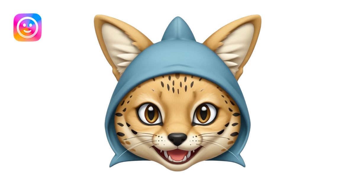 Wearing shark hood serval meme eye wink emoji | AI Emoji Generator