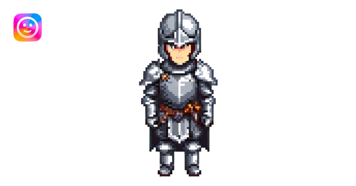 a knight in black armour, pixel art style illustration | AI Emoji Generator