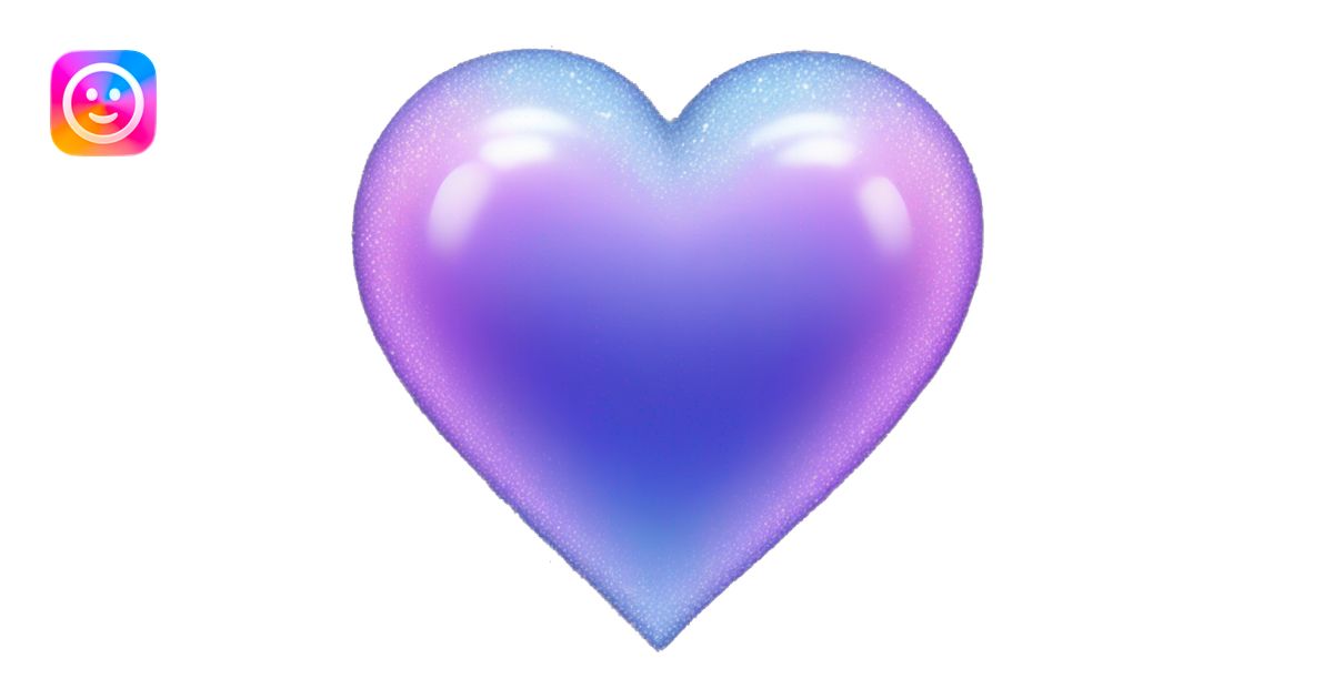 sparkly indigo-lilac-gradient iridescent heart emoji | AI Emoji Generator