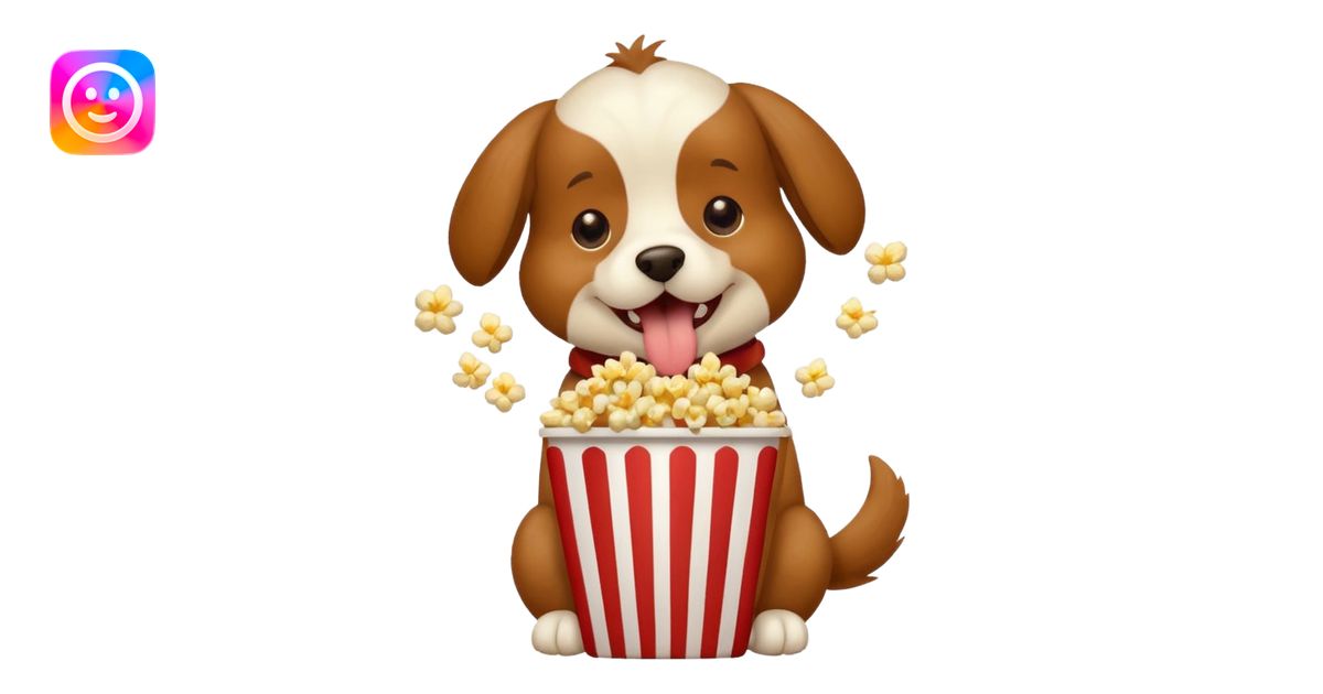Dog eating popcorn emoji | AI Emoji Generator