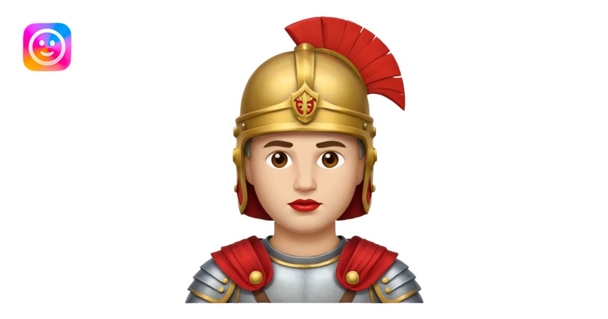 Emoji portrait of a Roman legionary. Helmet, armor, stern expression ...