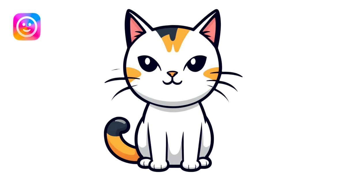 suspicious looking cat, cartoonish sticker style image | AI Emoji Generator