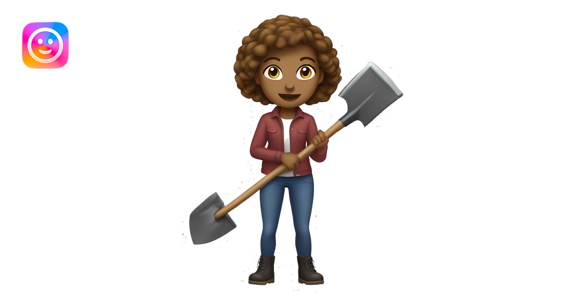 Woman light skin brown hair holds a big shovel emoji | AI Emoji Generator