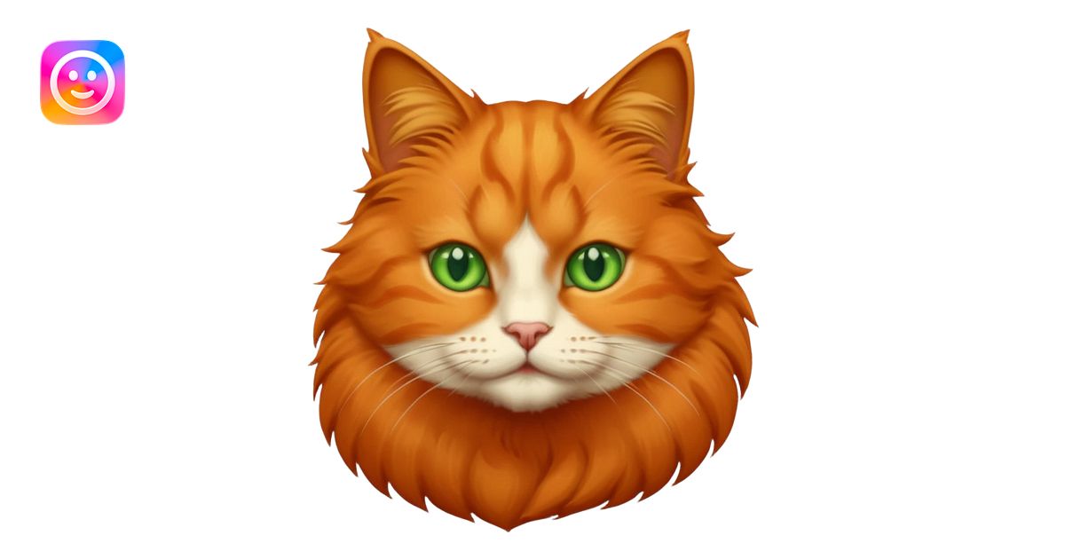orange puffy cat with green eyes emoji | AI Emoji Generator