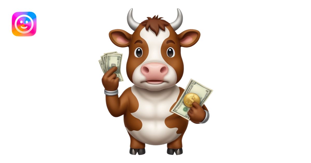 Cow holding money emoji | AI Emoji Generator