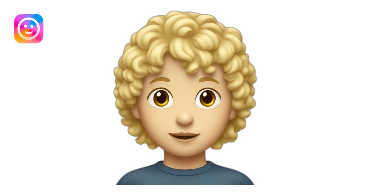Toddler boy with short fringe and curly blonde mullet hairstyle emoji ...