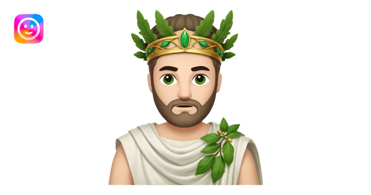evil ancient greek king with toga wreath of leaves on head emoji | AI ...