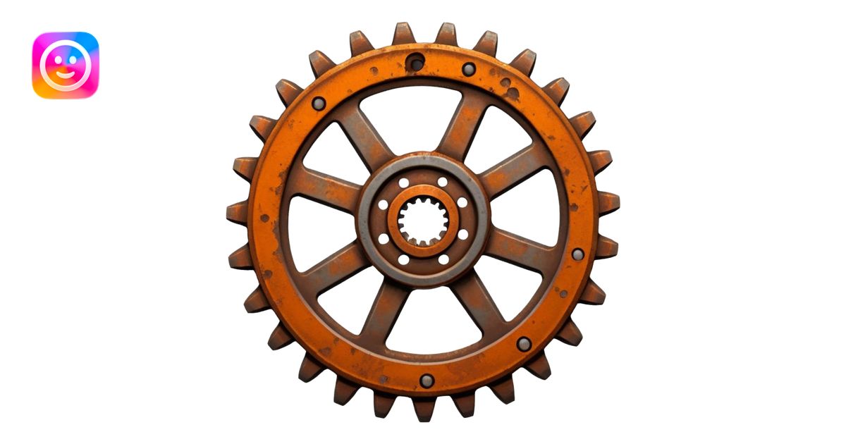 Iron gear with orange corrosion spots. emoji | AI Emoji Generator