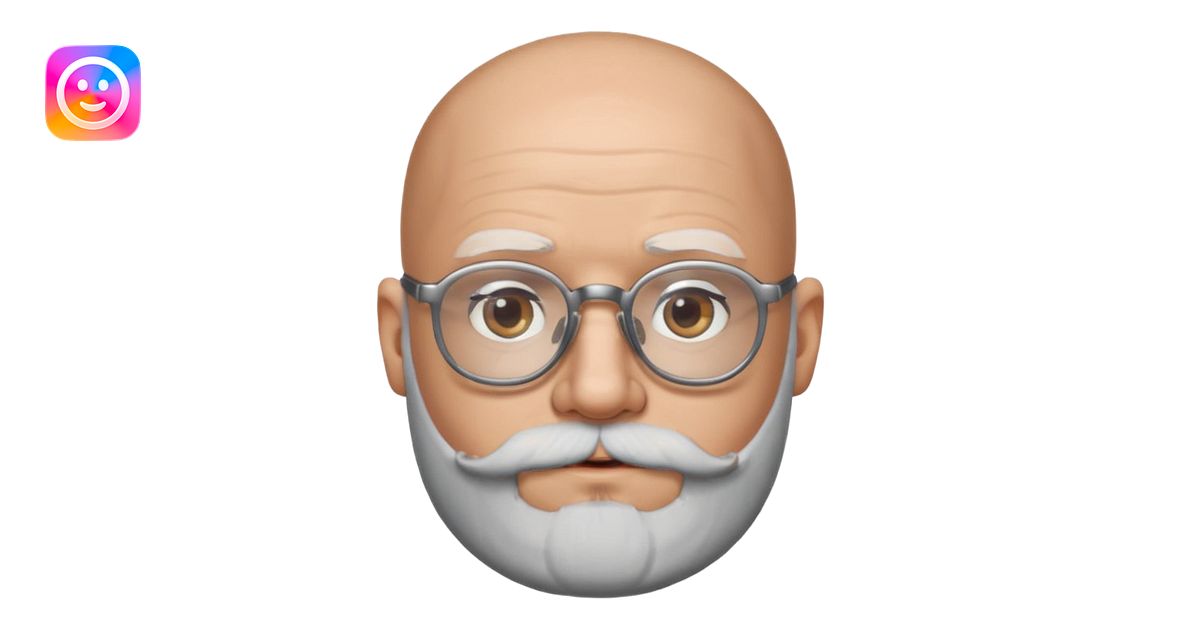 Bald man with salt and pepper beard and glasses emoji | AI Emoji Generator