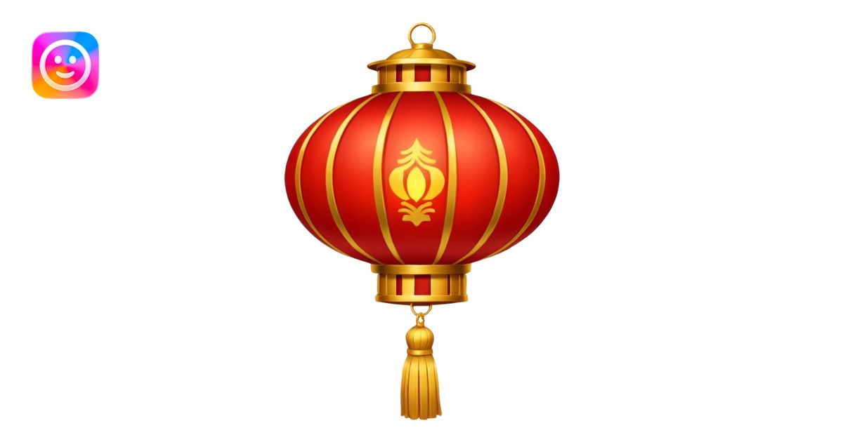 A red lantern with gold tassels glowing softly. emoji | AI Emoji Generator