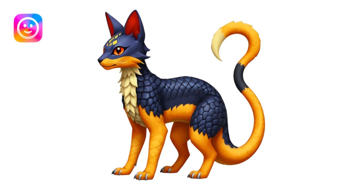 Colorful scaley sclaed orange red black yellow Bastet-Salandit-Umbreon ...