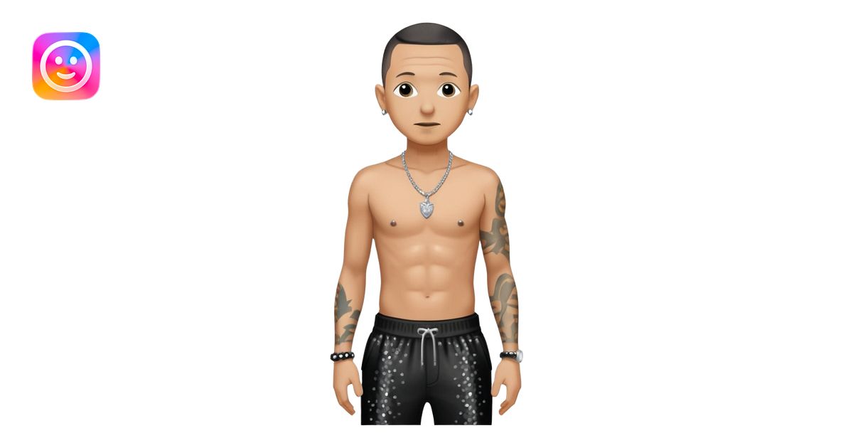 Chester Bennington with black sequin baggy pants, shirtless with ...