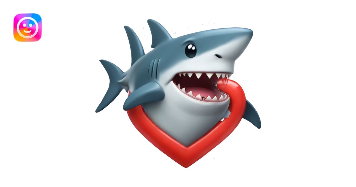 shark hugging a heart emoji | AI Emoji Generator