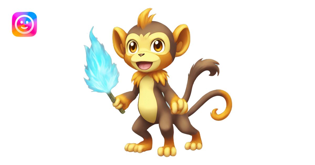 Shiny-Fire-Pokémon-Fakemon-Monkey full body emoji | AI Emoji Generator