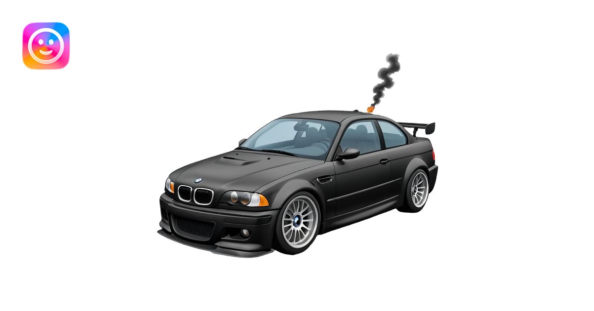 A BMW M3 E46 is drifting through a corner, with a slight wisp of smoke ...