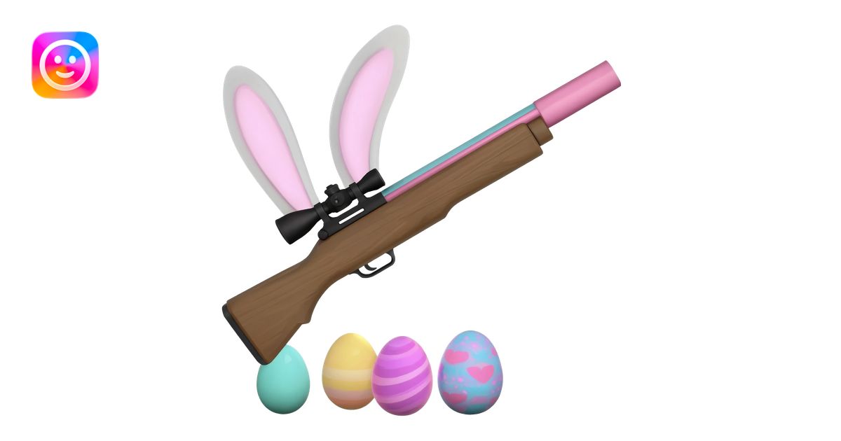 easter theme sniper rifle like with bunny ears and eggs and pink emoji ...