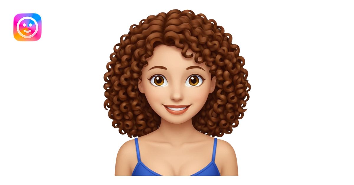Femme cheveux bouclée brun décolleté emoji | AI Emoji Generator