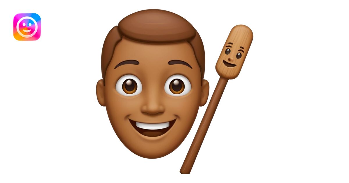 Wooden stick with a face emoji | AI Emoji Generator