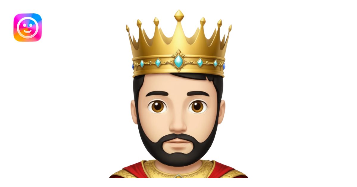 Bearded King, young king with short black beard, wearing crown emoji ...