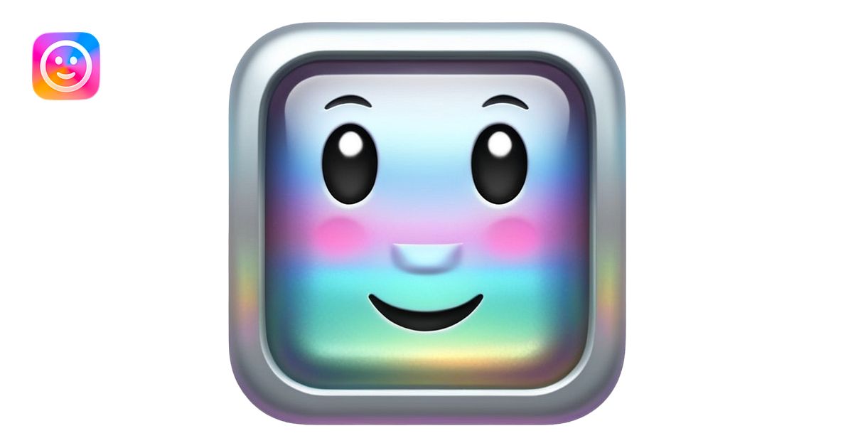 Sparkly glossy silver monochrome iridescent glass square emoji | AI ...