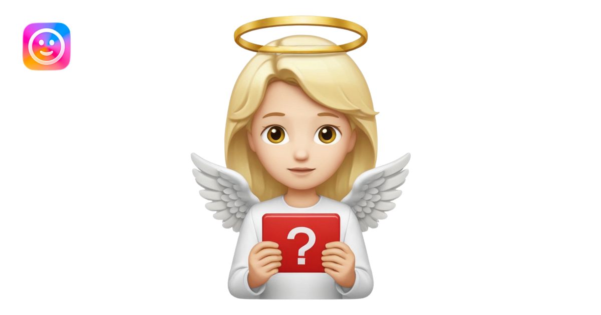 "An angel emoji with blonde hair, a halo, wings, holding a ...