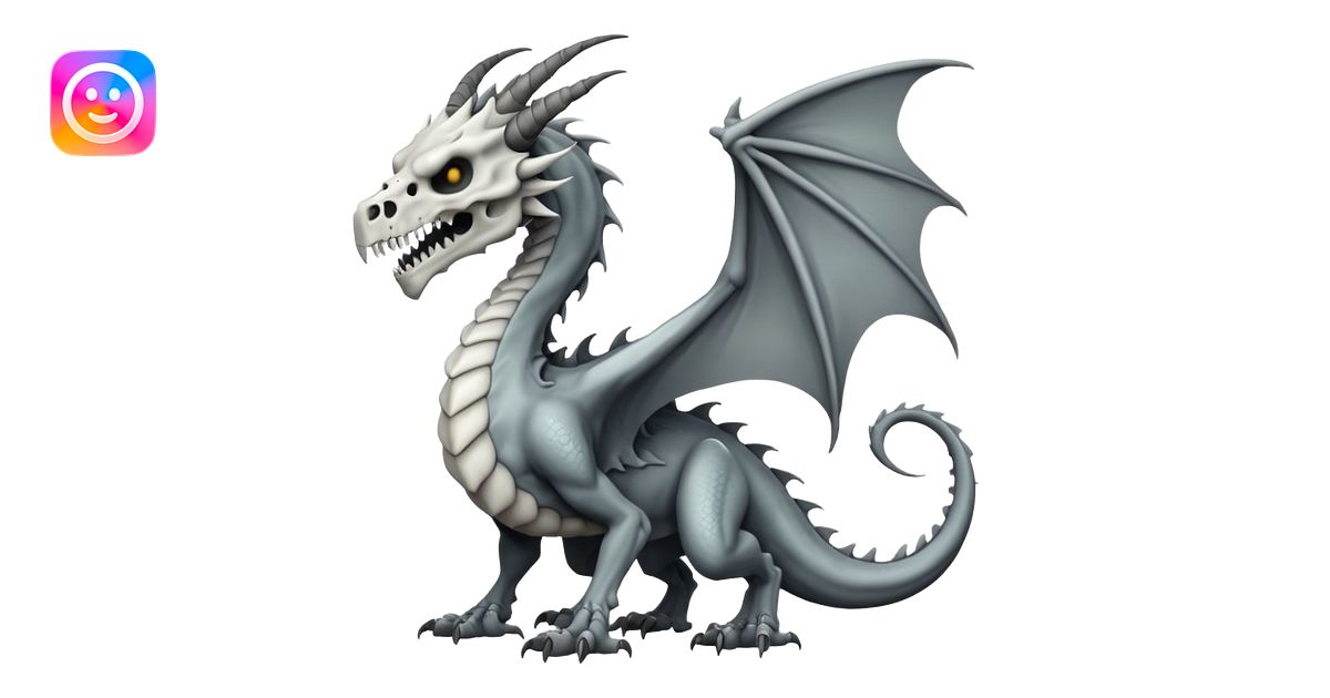 Skull-faced dragon, full body emoji | AI Emoji Generator