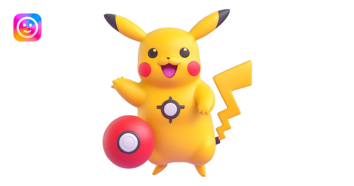 Pikachu waiting with a spinning Pokéball, cheerful expression, loading ...