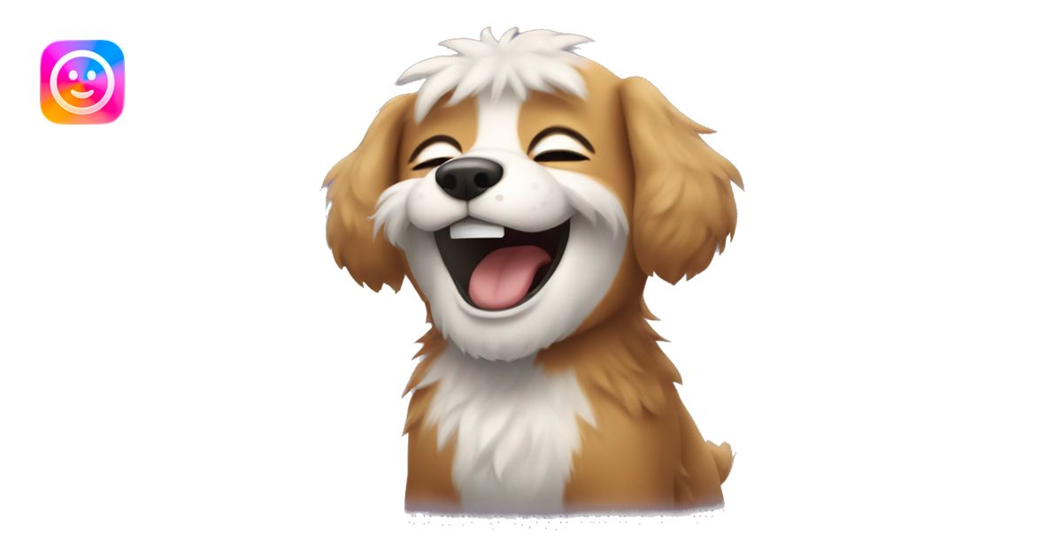 A fluffy dog laughing emoji | AI Emoji Generator