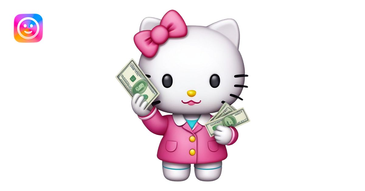 Hello kitty with money emoji | AI Emoji Generator