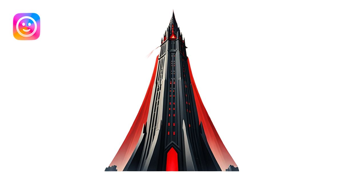 Barad Dúr from Lord of the Rings, Dark, giant Tower, with red beams ...
