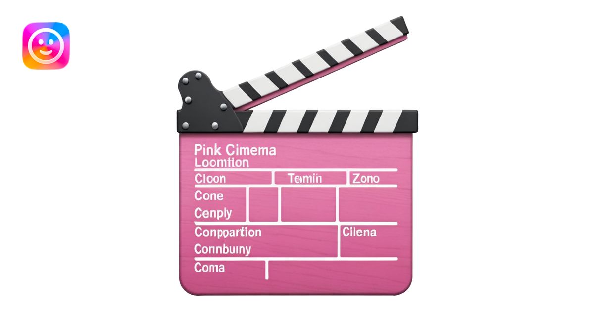 Pink cinema clapboard emoji | AI Emoji Generator
