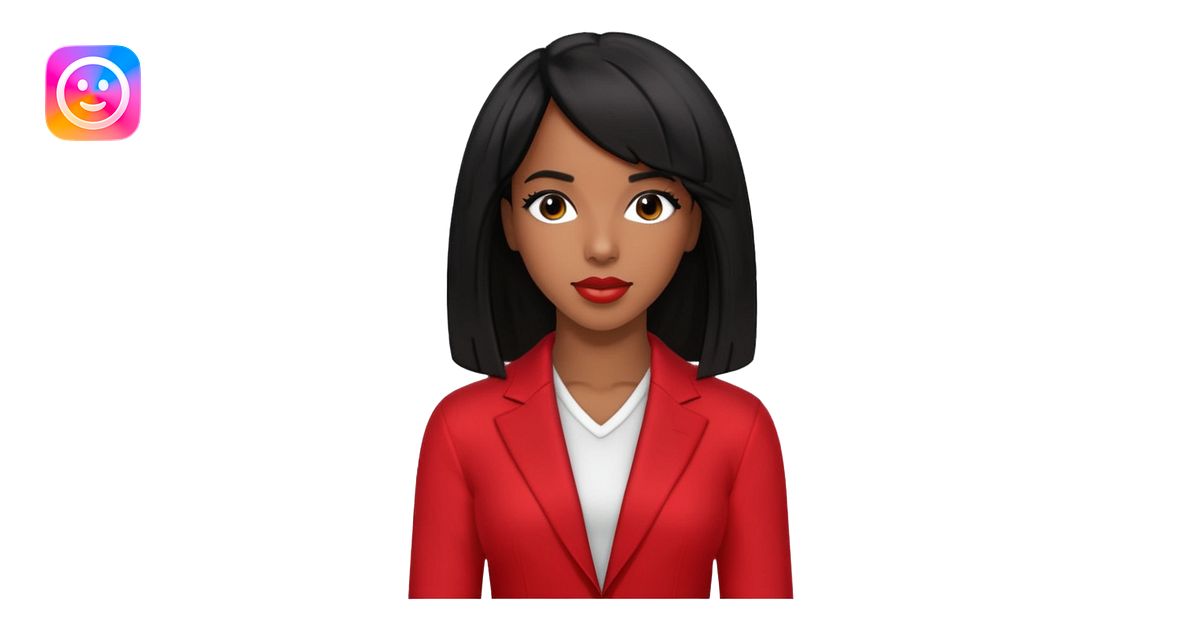 Kelly Rowland with black hair, red outfit emoji | AI Emoji Generator