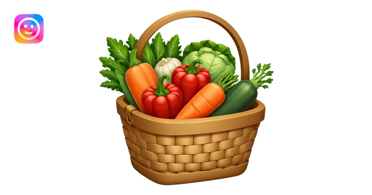 generate an image for vegetables basket emoji | AI Emoji Generator